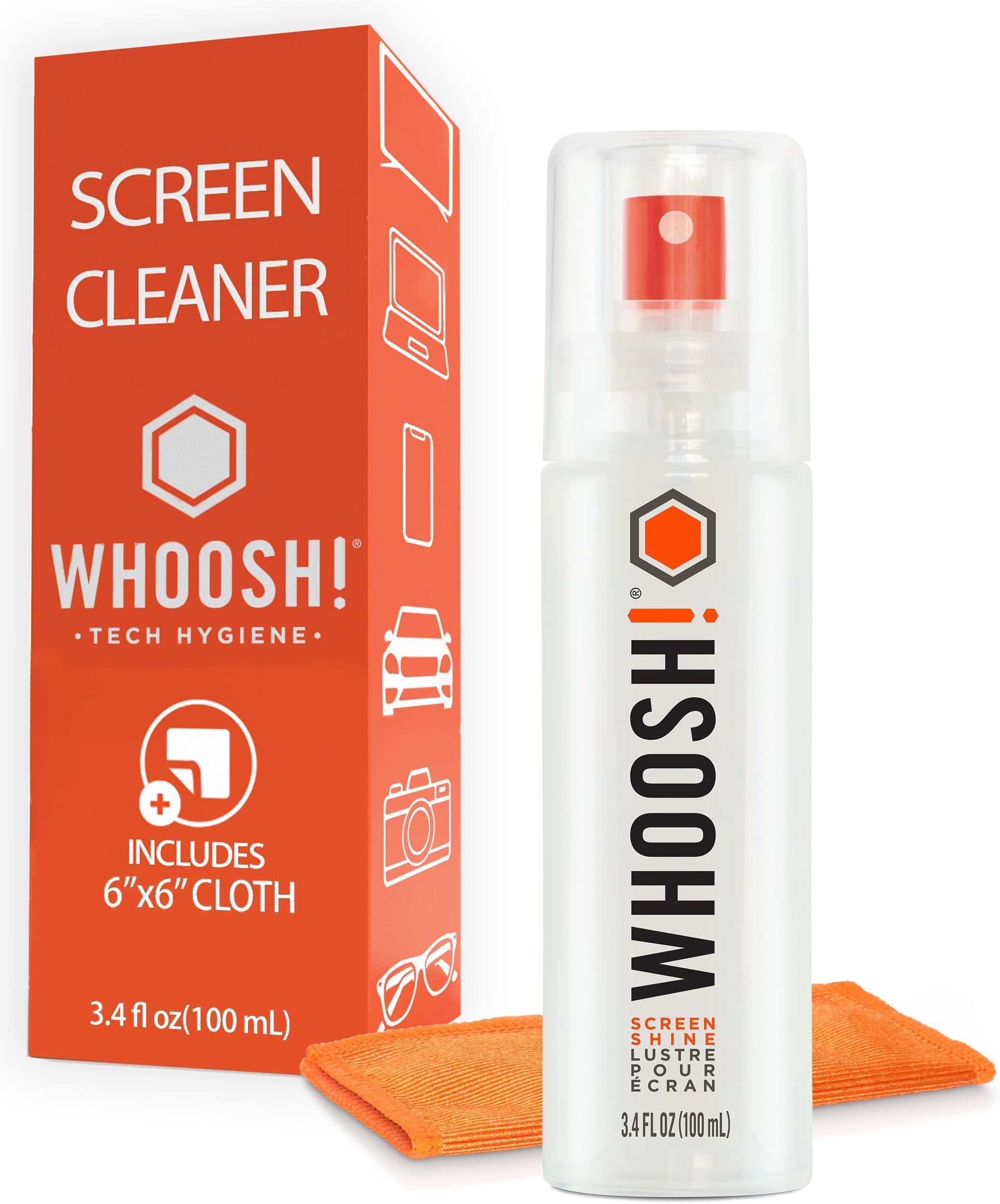 WHOOSH! Screen Cleaner Spray and Wipe - 100ml + 1 Microfiber Cloth ...