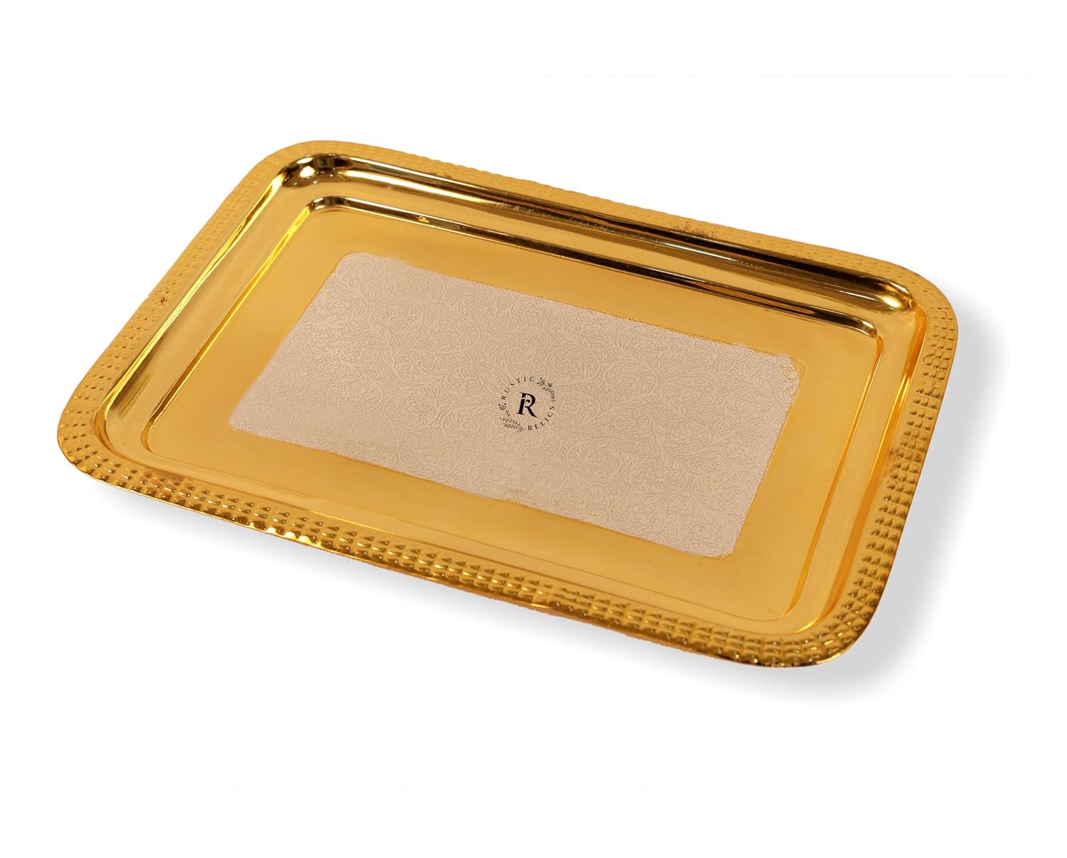 Rustic Relics Gold and Silver Serving Tray - Pure Brass Made | Golden ...