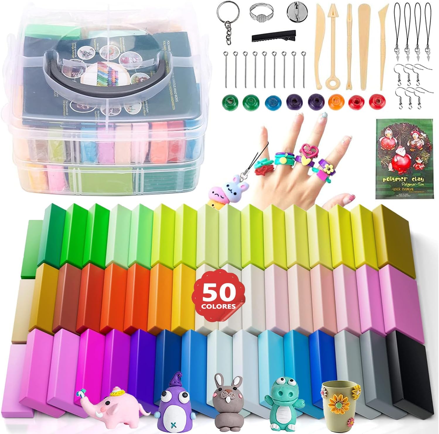 MYAIOL Arcilla Polimérica, 88 Piezas Kit de Arcilla para Modelar, con ...