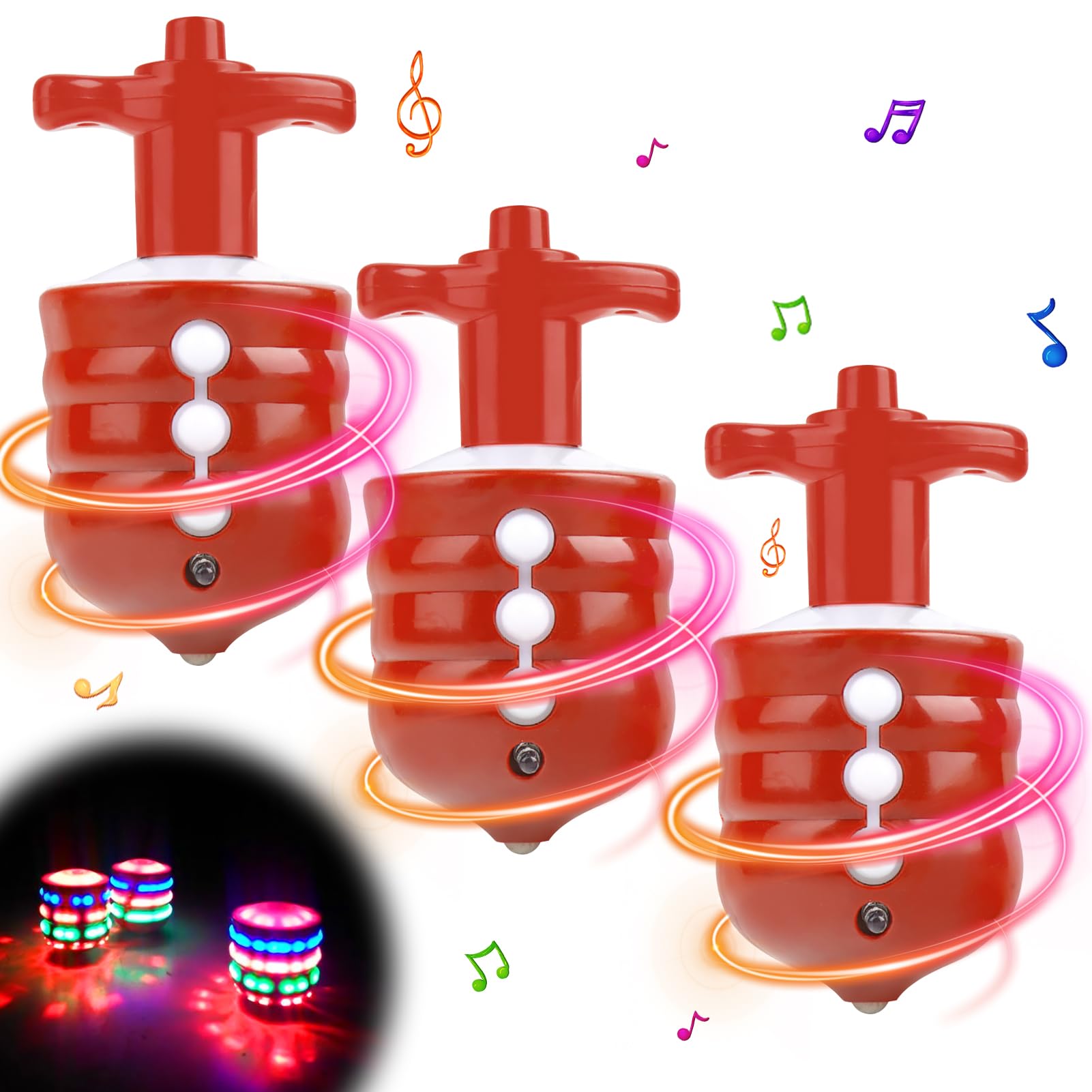 Light up Spinning Top, 3Pcs Gyroscope Toy LED Flashing Spinner with ...