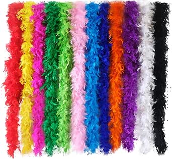 Amazon.com: 2 Yards Feathers Boa Dress up Boa Long Feather Scarf Craft ...