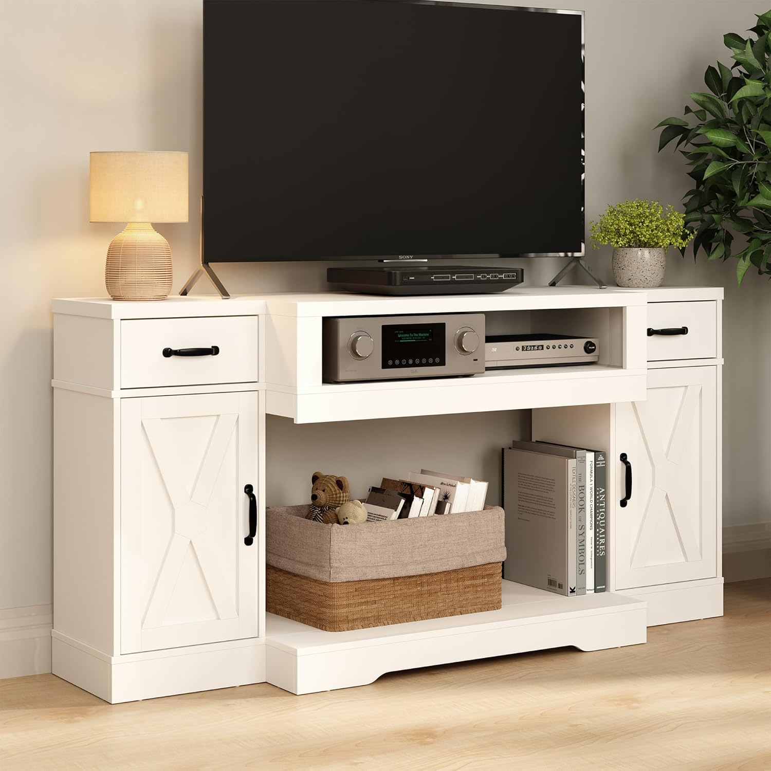 Amazon.com: RoyalCraft TV Stands for TVs up to 75'', Farmhouse Media ...
