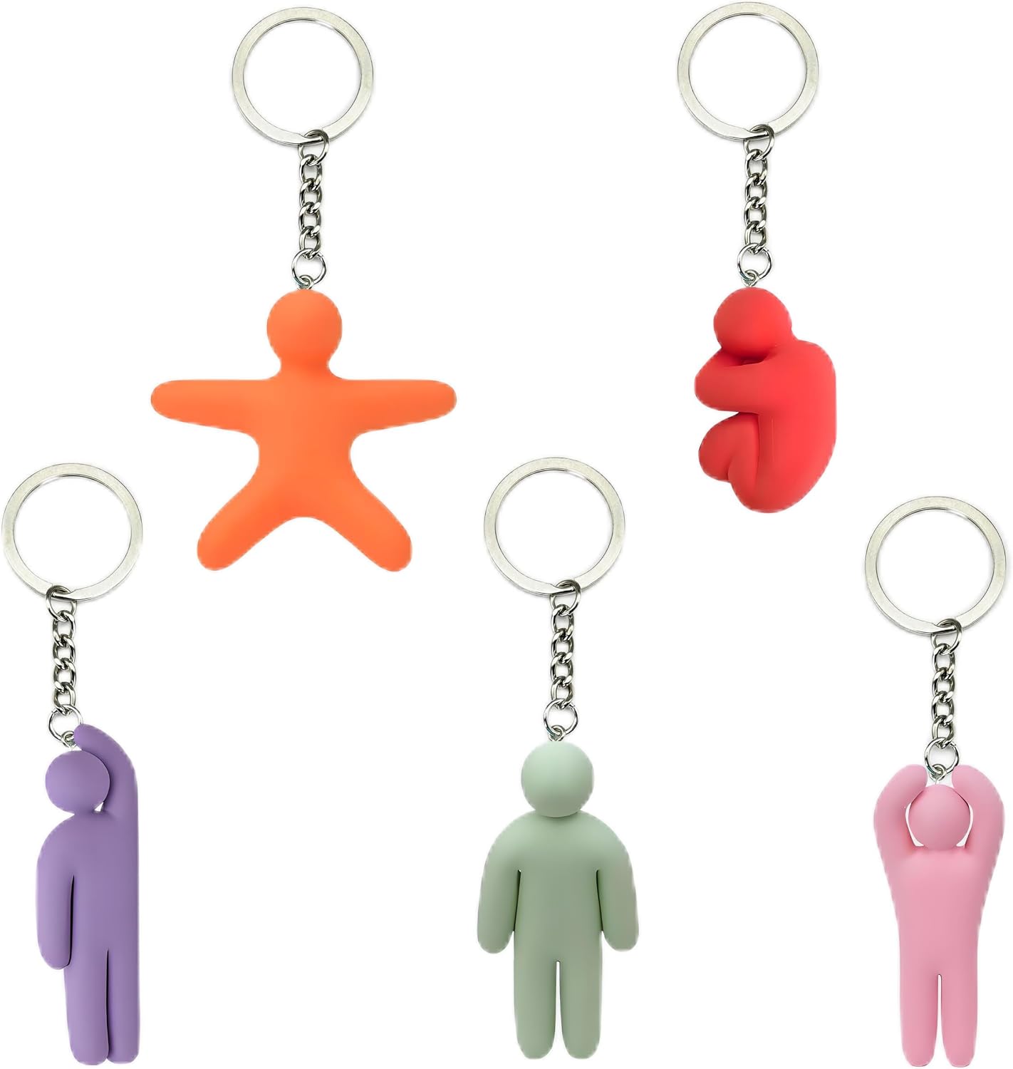 Amazon.com: 5Pcs Cute Human Figure Keychains, MECCHA CHAMELEON Keychain ...