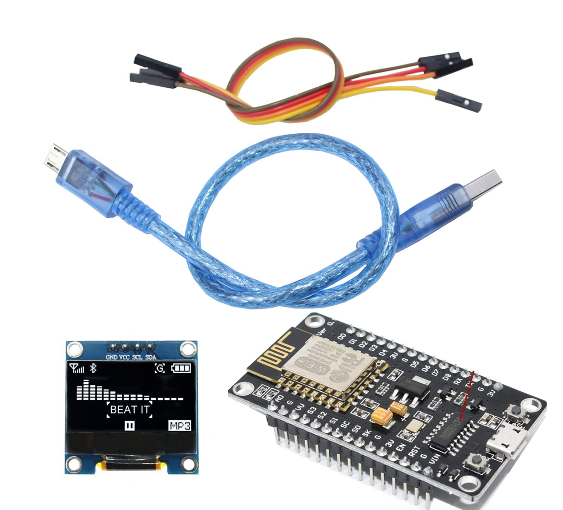 Amazon.com: DIGISHUO ESP8266 NodeMCU CH340 ESP-12E Development Board Kit with 0.96" OLED Screen ...
