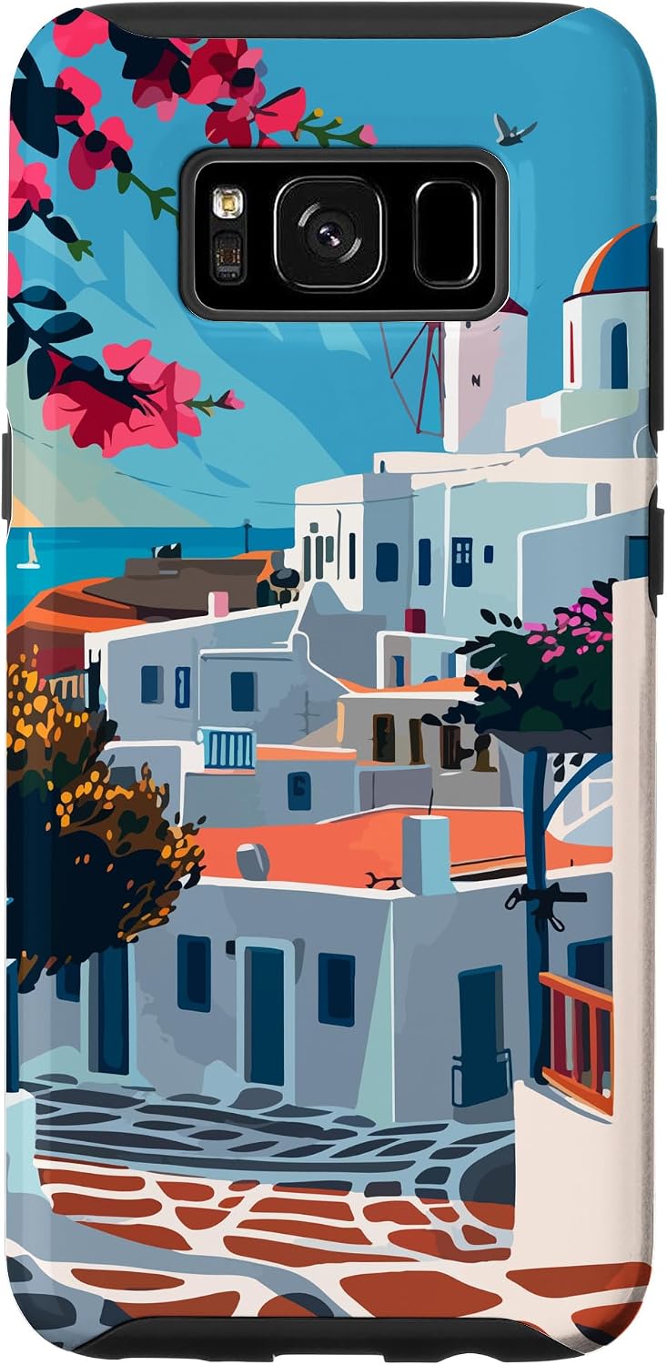 Amazon.com: Galaxy S8 Mykonos Greece Art Aesthetic Minimalist Case ...