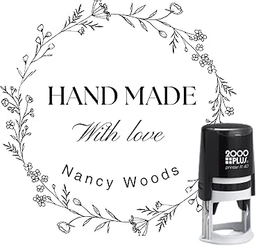 Amazon.com: Handmade with Love [Your Name] Stamp – Personalized Self ...