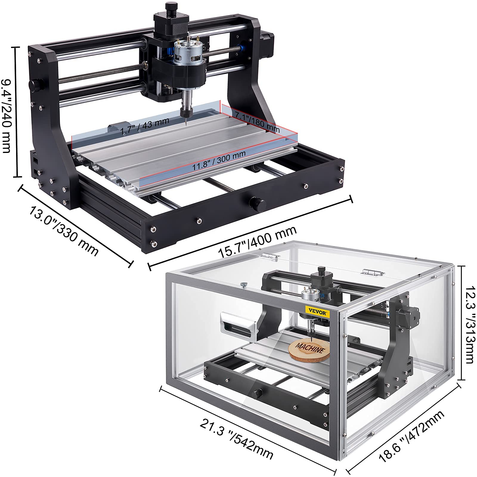 VEVOR CNC 3018 PRO Router Machine, GRBL Control 3-Axis Milling Engraver ...