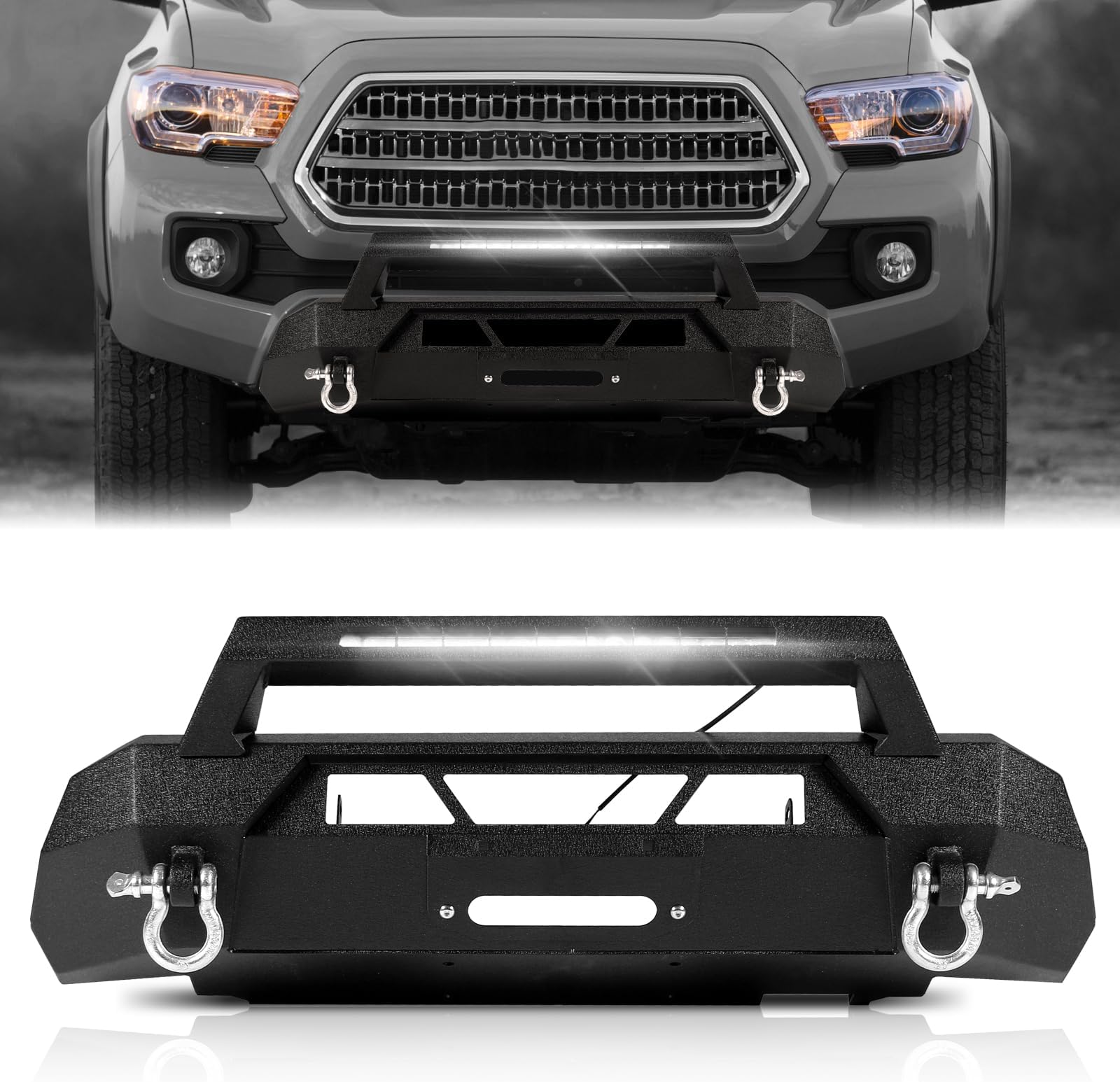 Amazon.com: Peforway Stubby Front Bumper Fit for Toyota Tacoma 2016 ...