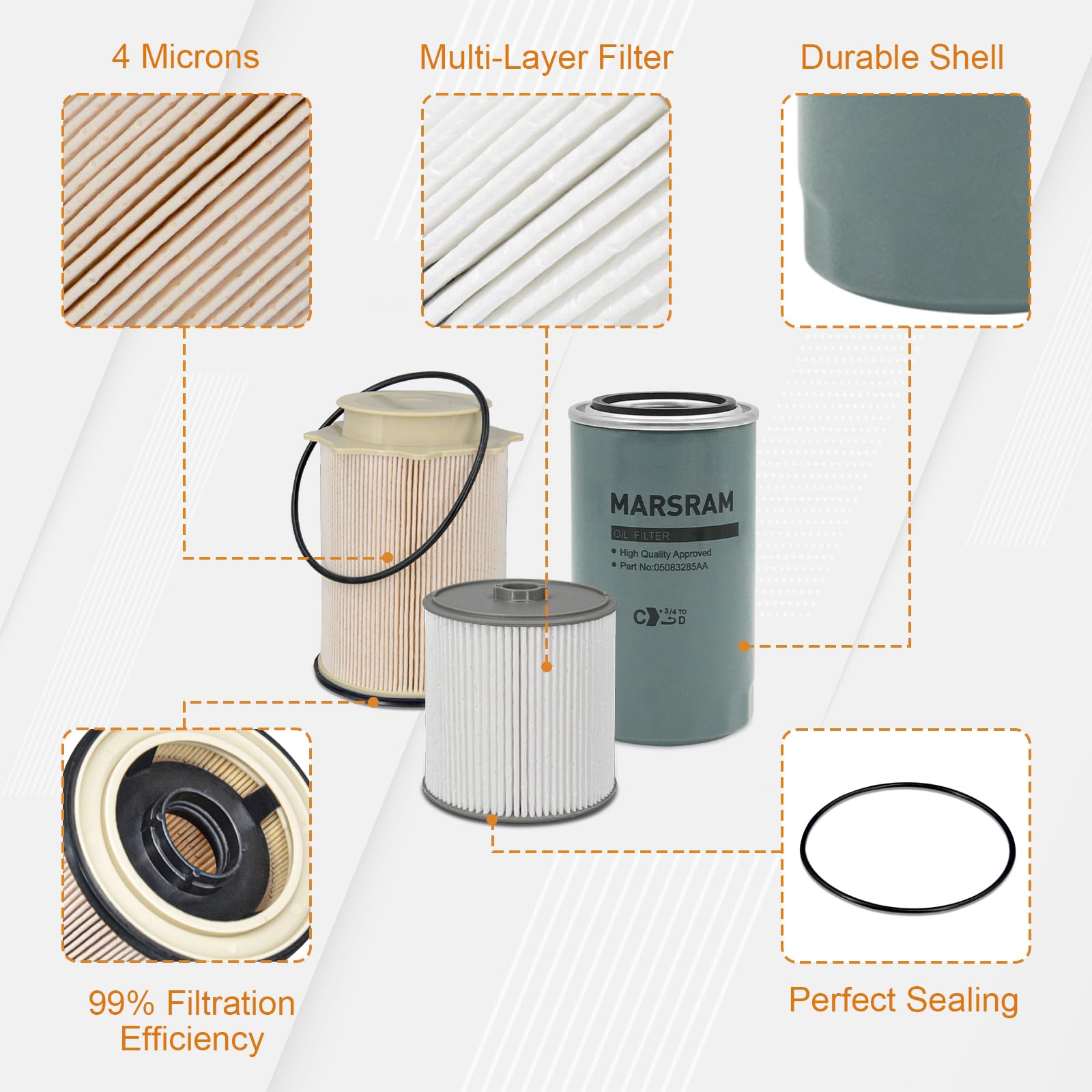 Snapklik.com : Marsram 6.7 Cummins Fuel Filter And Oil Filter Kit Fits ...