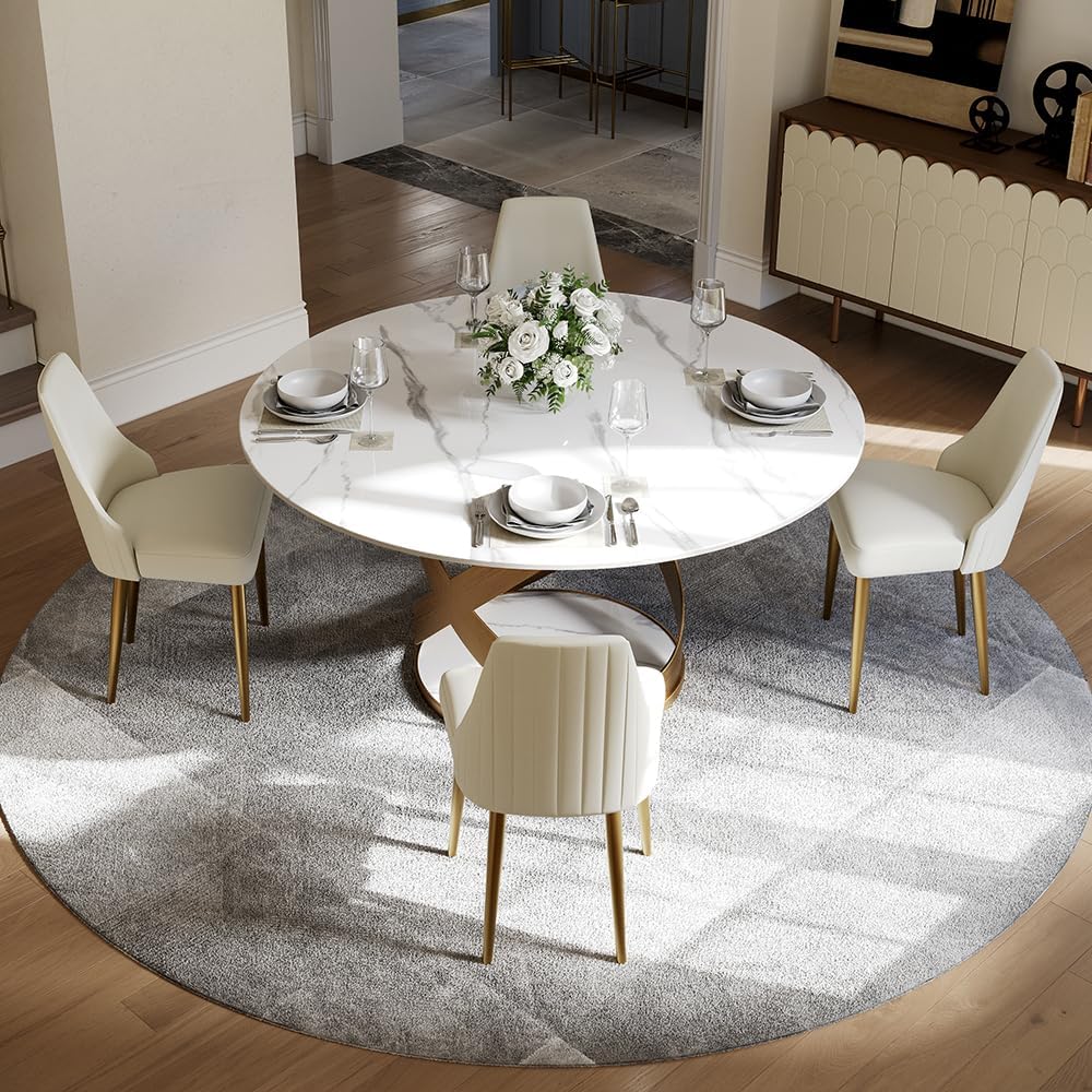 Amazon.com - POVISON 51" Modern Round Dining Table for 4-6, Glossy ...