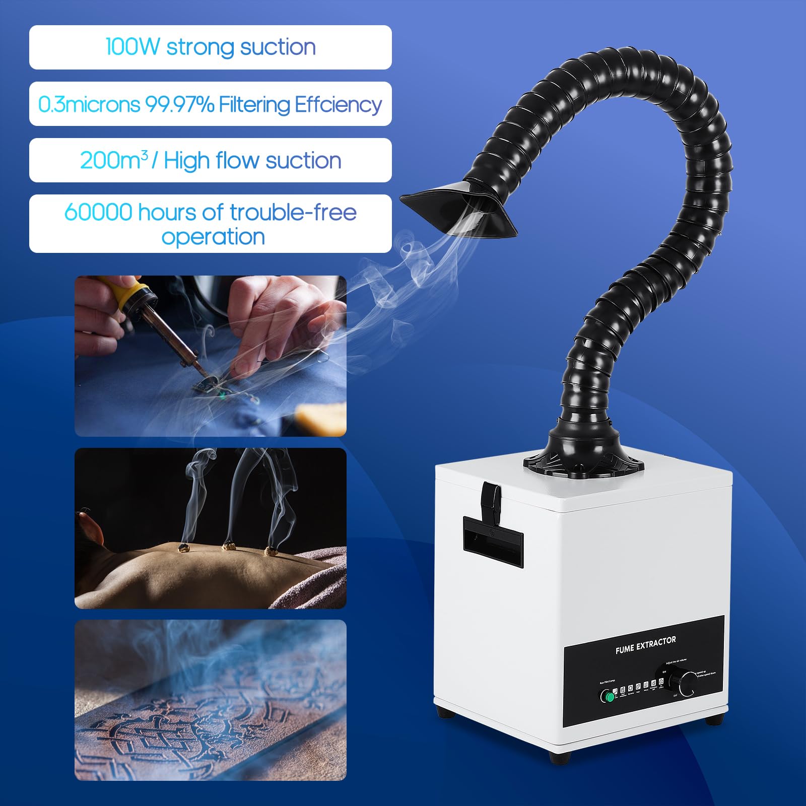 GCCSJ Solder Fume Extractor 100W Strong Suction 3 Stage Filter,with 12 ...