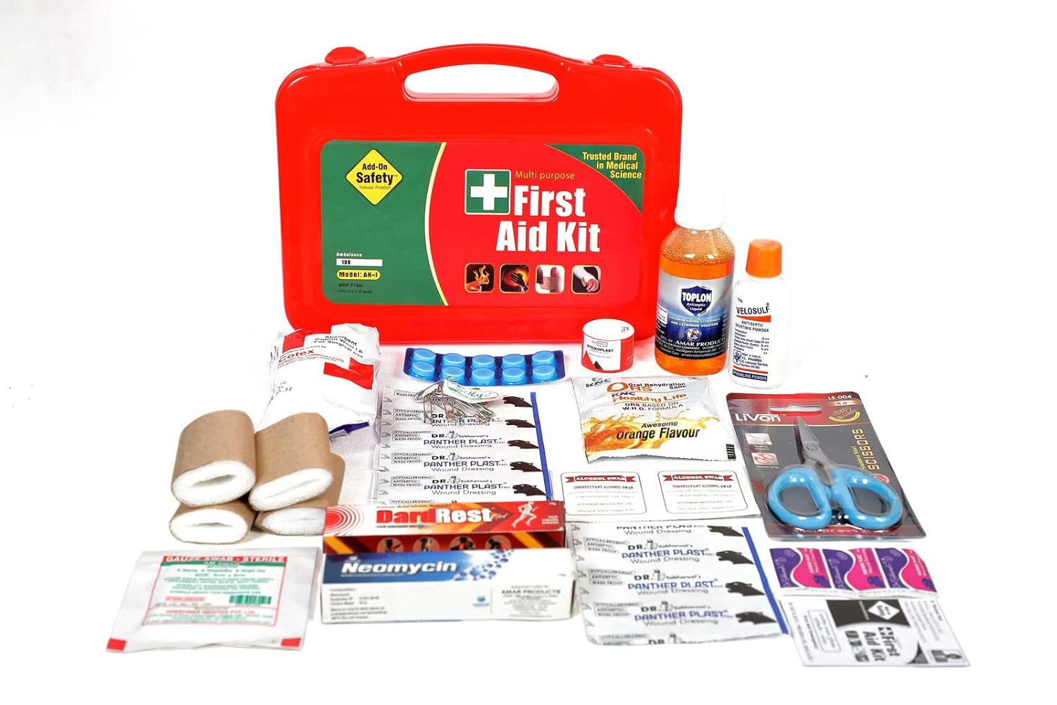 Add-on Safety First Aid Kit (with all the items inside) - AK-I - Red ...