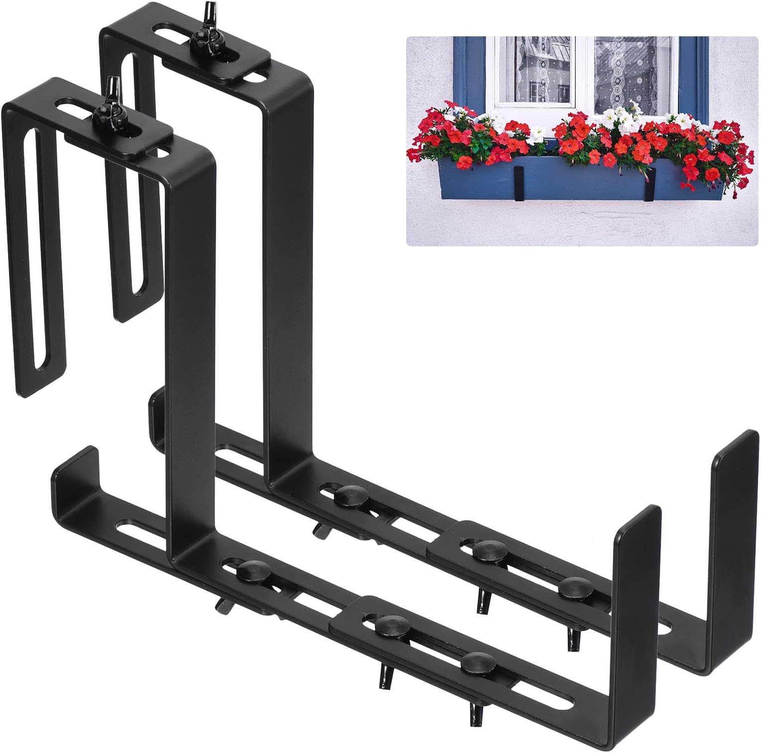 Amazon.com : uxcell Deck Railing Adjustable Planter Box Brackets ...