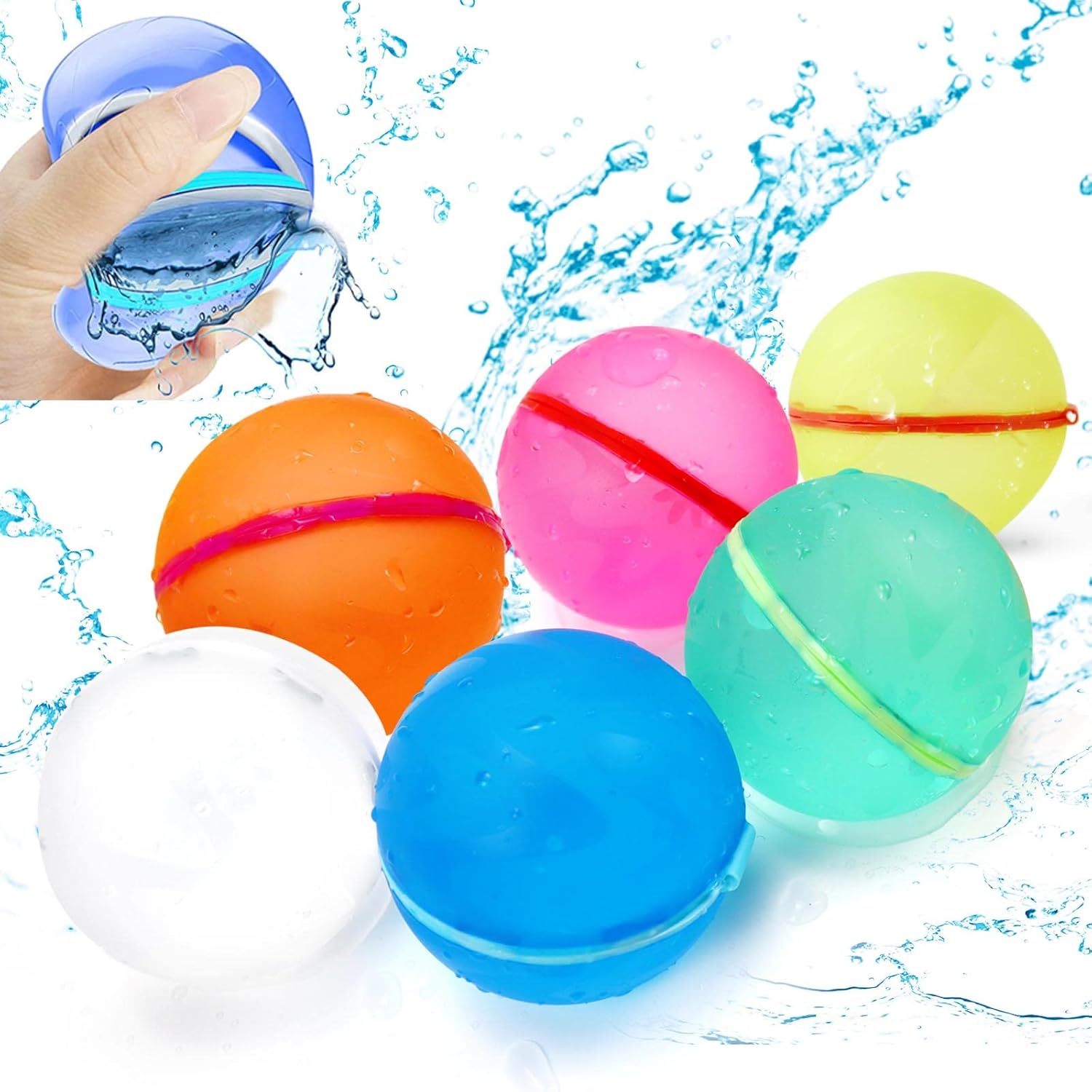 6pcs Reusable Water Balloons, Automatic Sealing Waterfall Water Balls ...