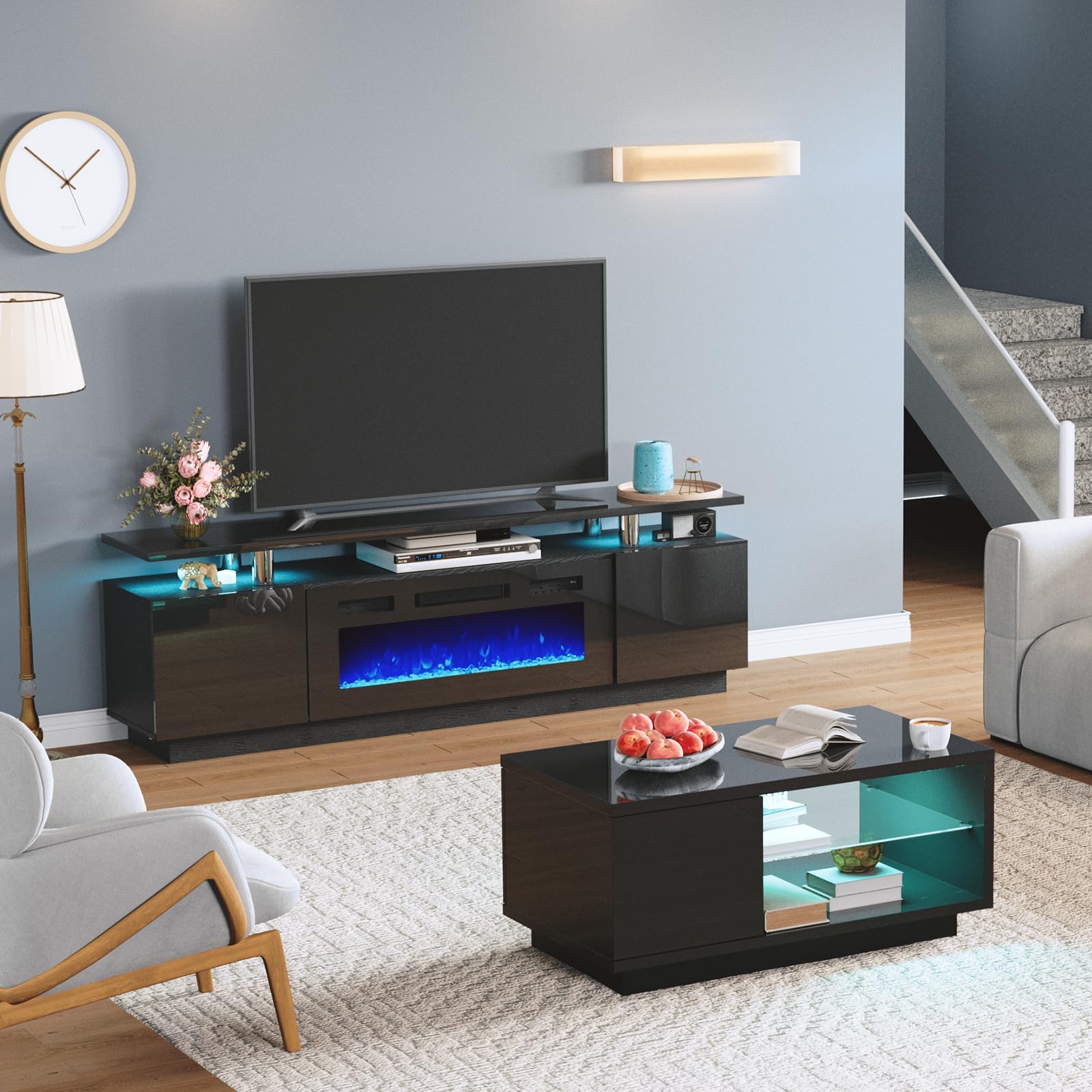 Amazon.com: AMERLIFE Modern High Gloss Living Room Table Sets of 3 ...