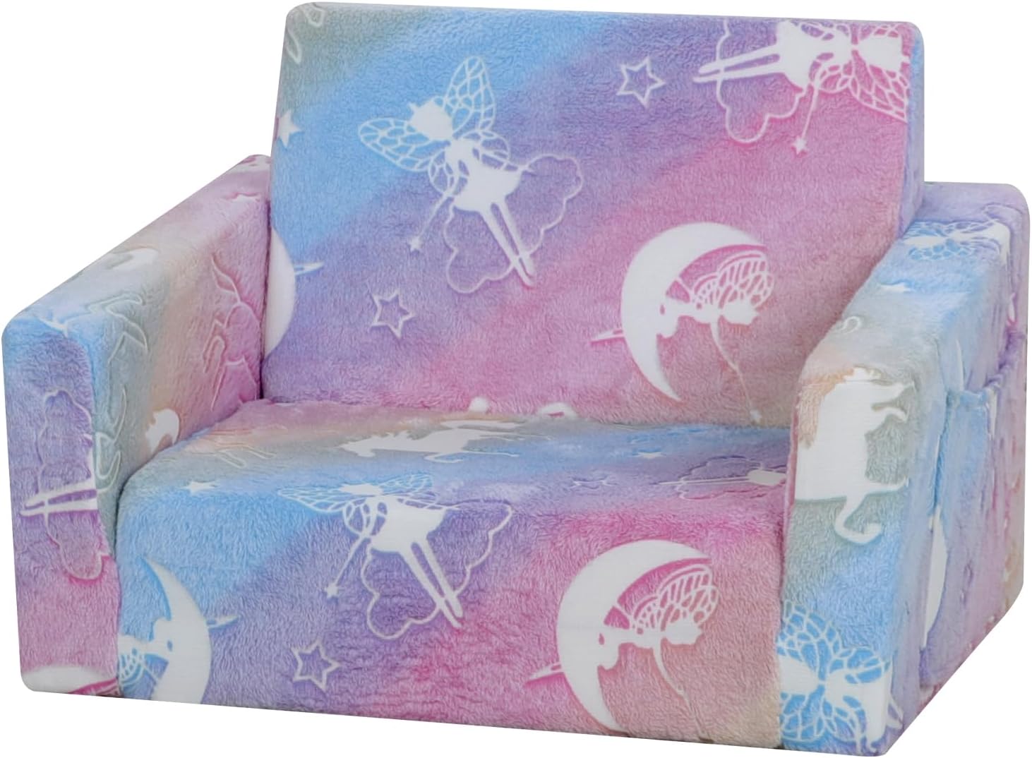 Kids Sofa Couch, 2 in 1 Toddler Fold Out Couch, Glow in The Dark Baby ...