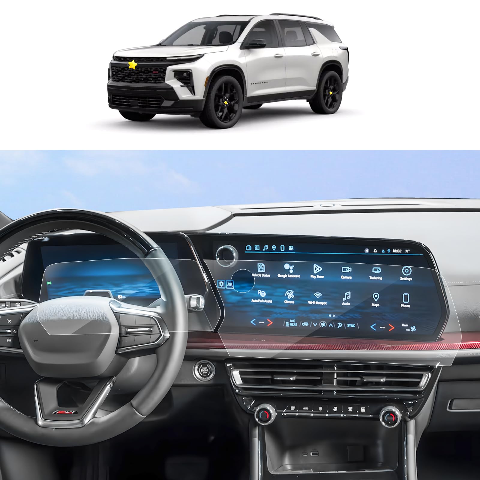 Amazon.com: SKTU 4Pack 2024 2025 Chevy Traverse Screen Protector for ...