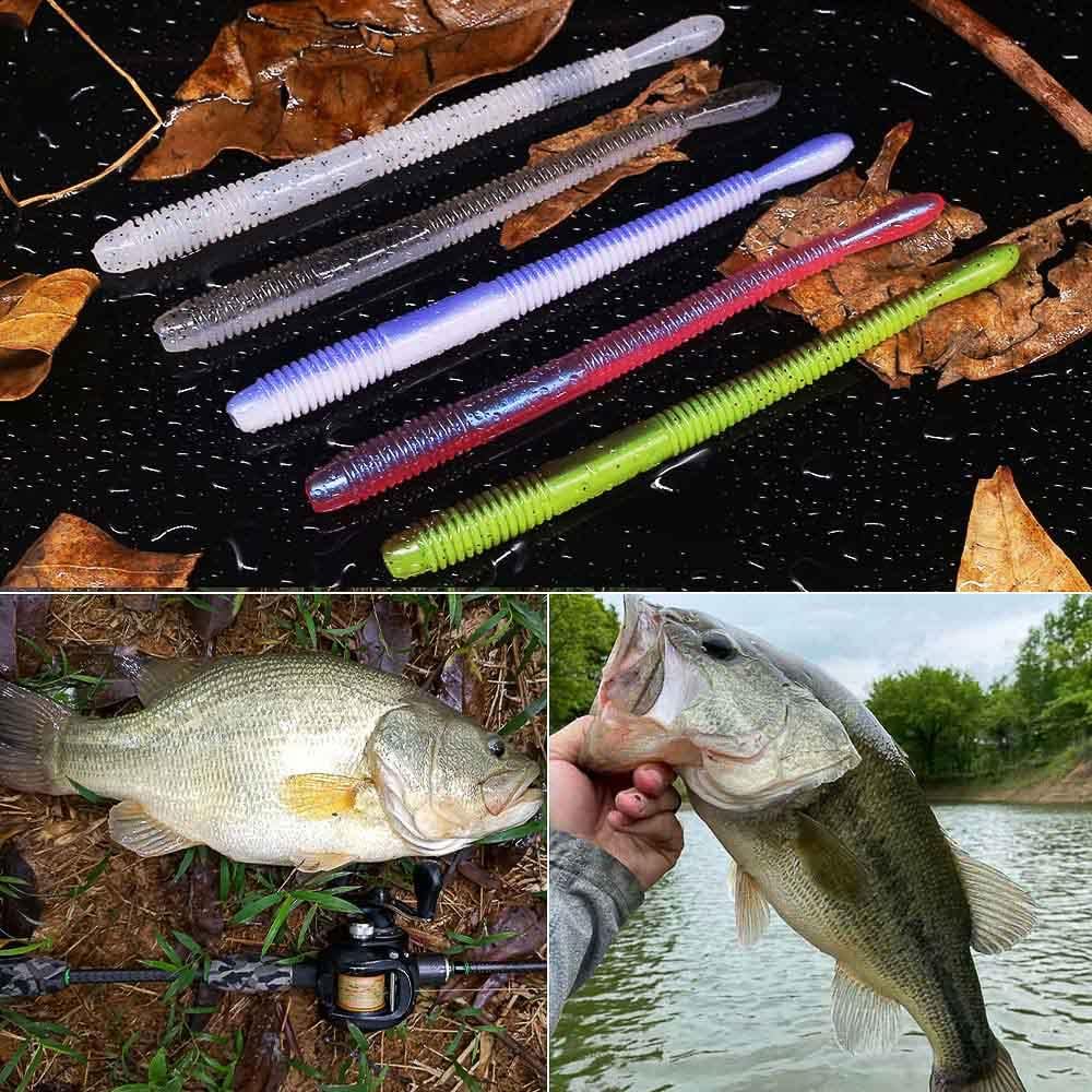 Drop-Shot-Rigs-for Bass-Fishing-Soft Plastic-Lures-Gusanos de pesca de ...