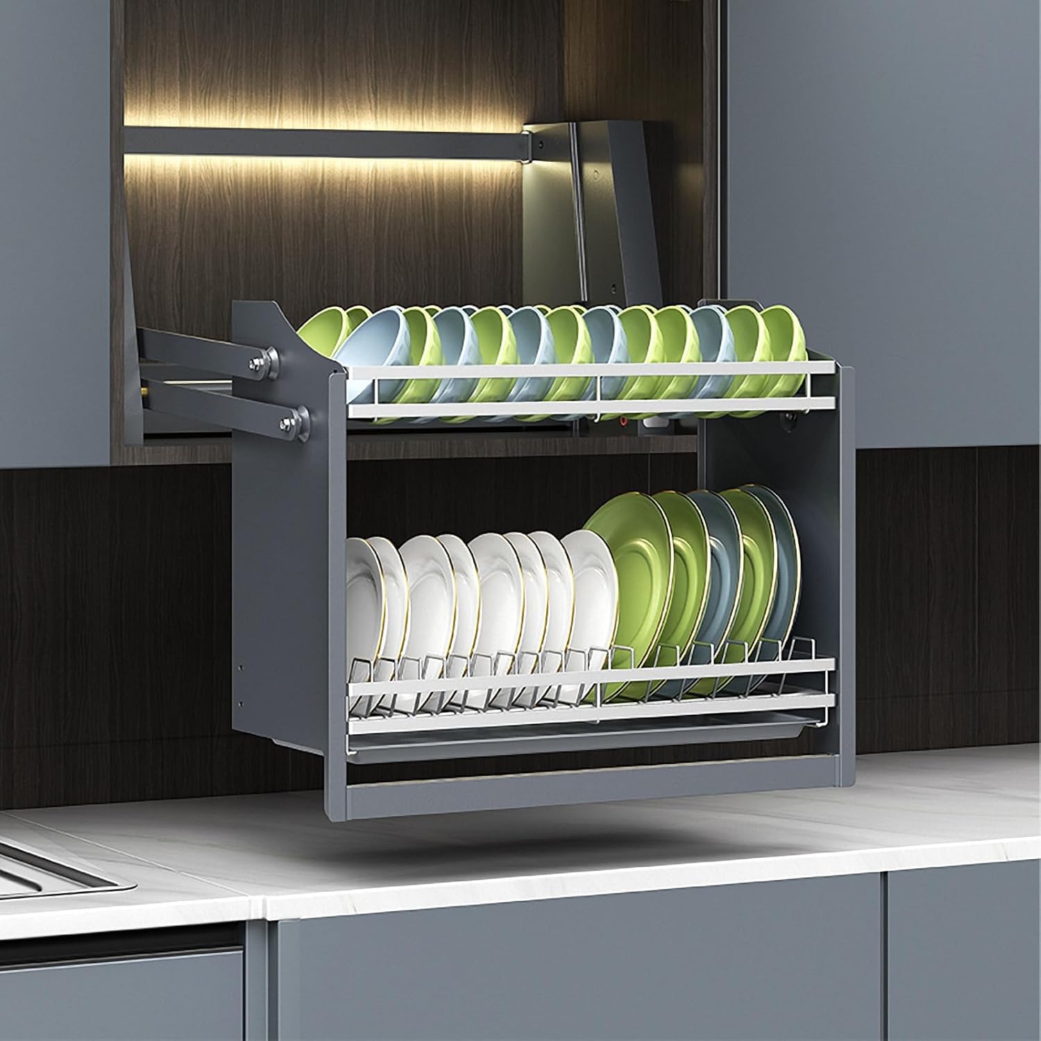 Amazon.com: AngelParticle Smart Dish Rack- Pull Down Shelf Electric ...