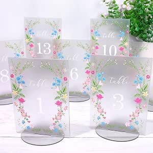 Amazon.com: FYSUIMU 15Pcs Wedding Table Numbers 1-15 Floral Acrylic ...