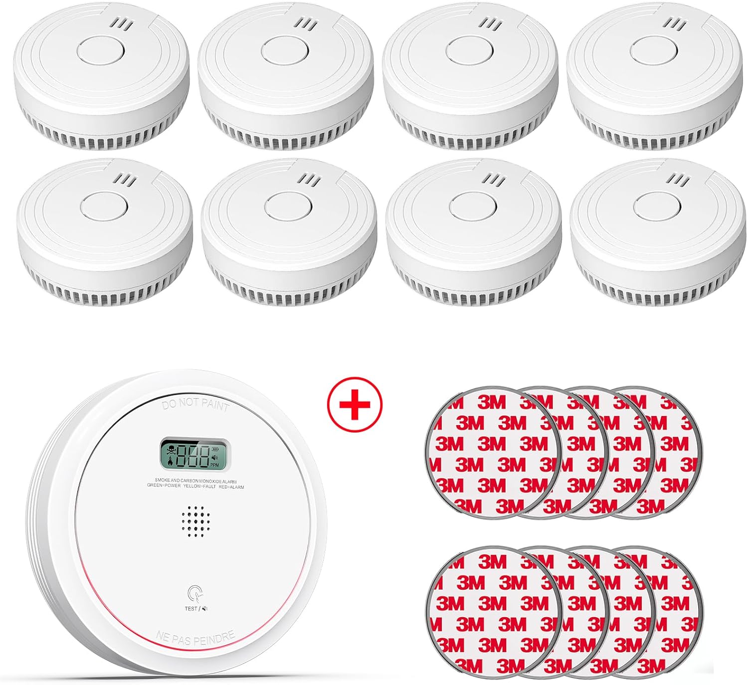 Ecoey Smoke Alarm Fire Detector 8 Packs & Smoke and Carbon Monoxide ...