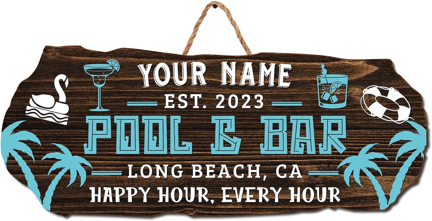 Amazon.com : V VIBEPY All Over Printed Personalized Wooden Pool Bar ...