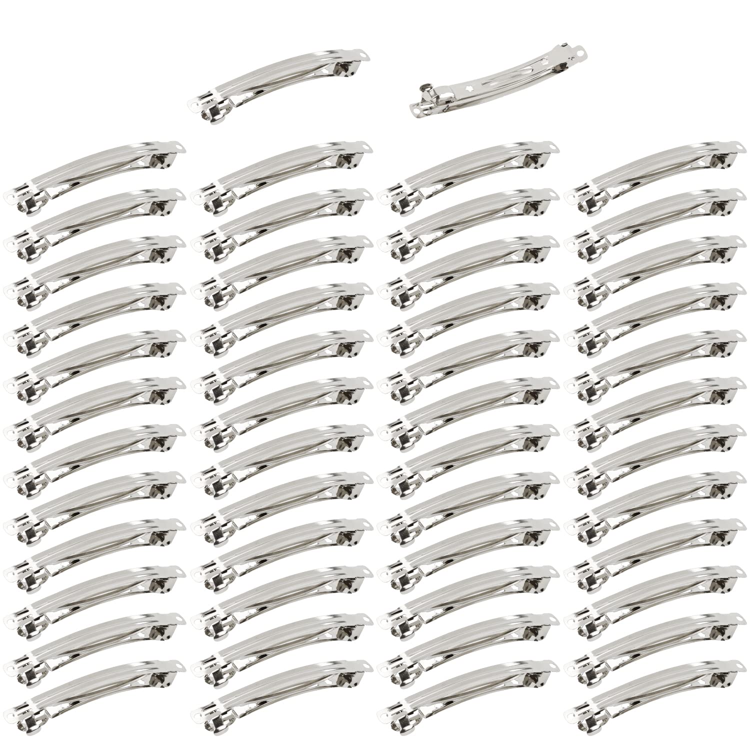 Cinaci 50 Pack 4 Inch Blank DIY Craft Silver Metal French Barrettes ...