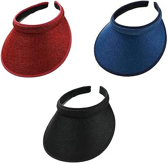 3PCS Women Wide Brim Sun Visor UV Protection UPF50+ Hat Sport Visors ...