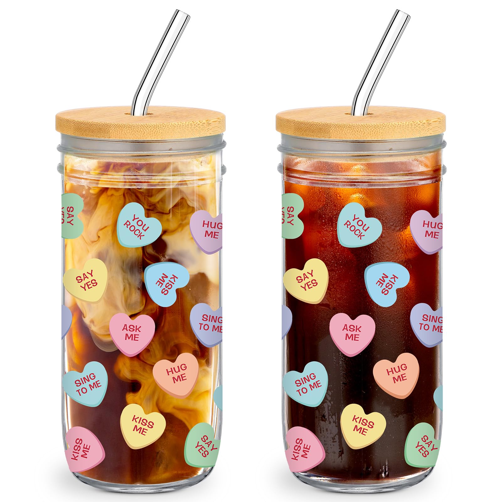 Amazon.com | Skylety 2 Set 24 oz Candy Conversation Valentines Day Cups ...