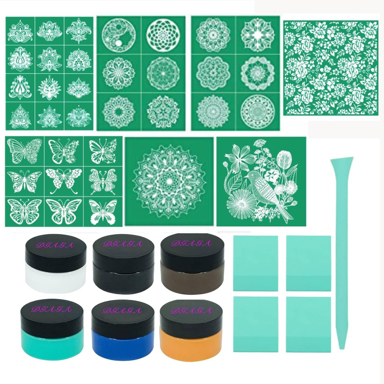 Amazon.com : DGAGA Mandala Silk Screen Stencils,Reusable Self-Adhesive ...