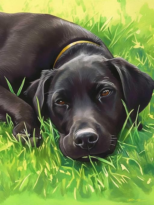 Amazon.com: YOUSHIHA Funny Black Labrador Dog Diamond Painting Kits for ...