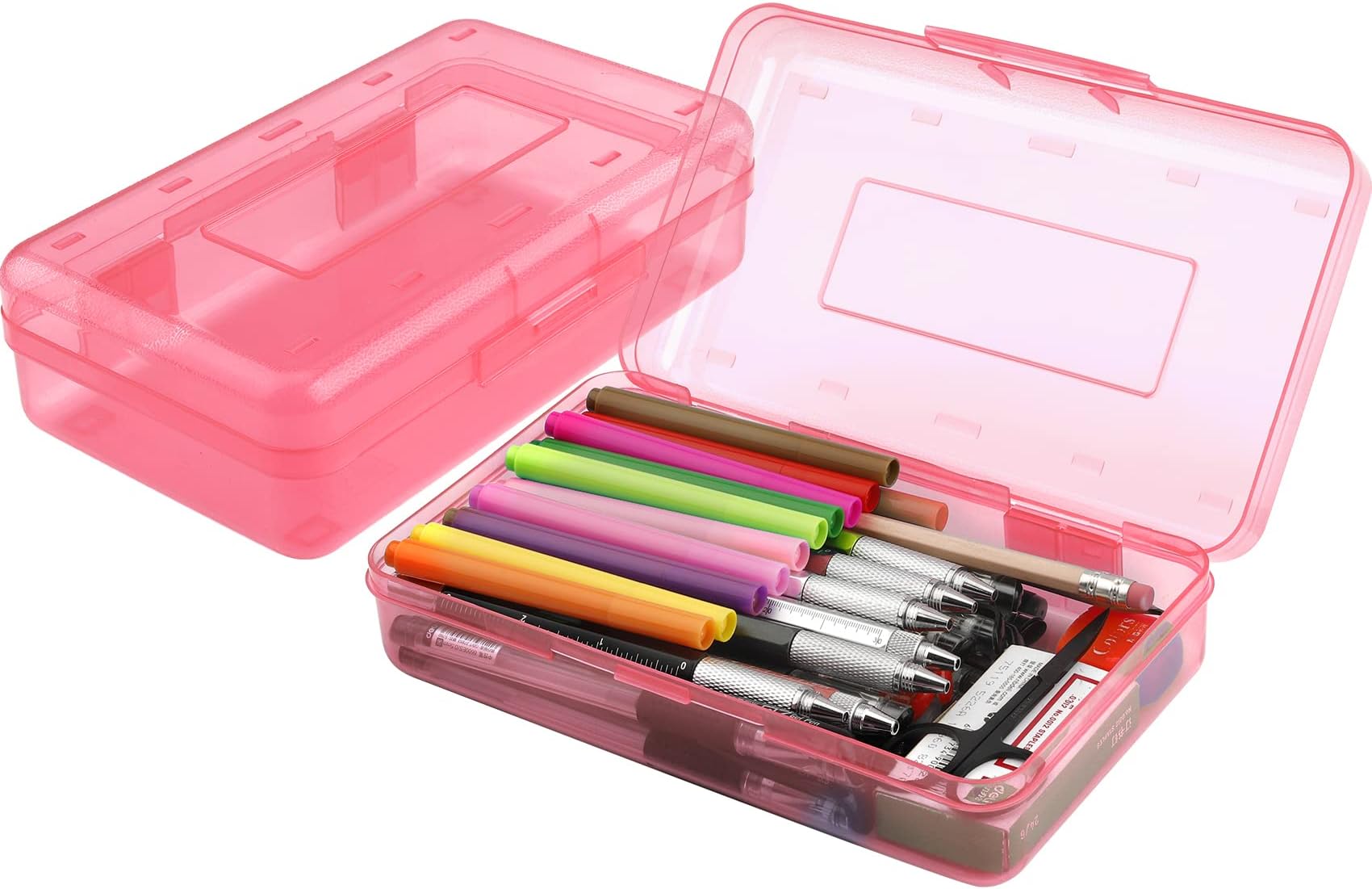 Amazon.com: Sterilite Pink Transparent Pencil Case Box : Office Products