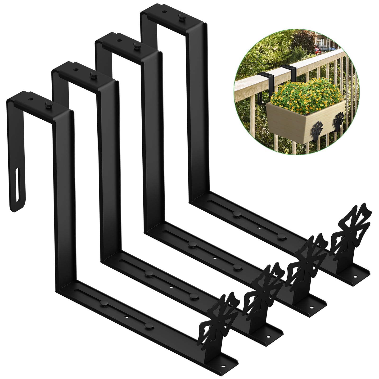 Snapklik.com : Raweao Adjustable Window Box Brackets - 4 Pack Planter ...