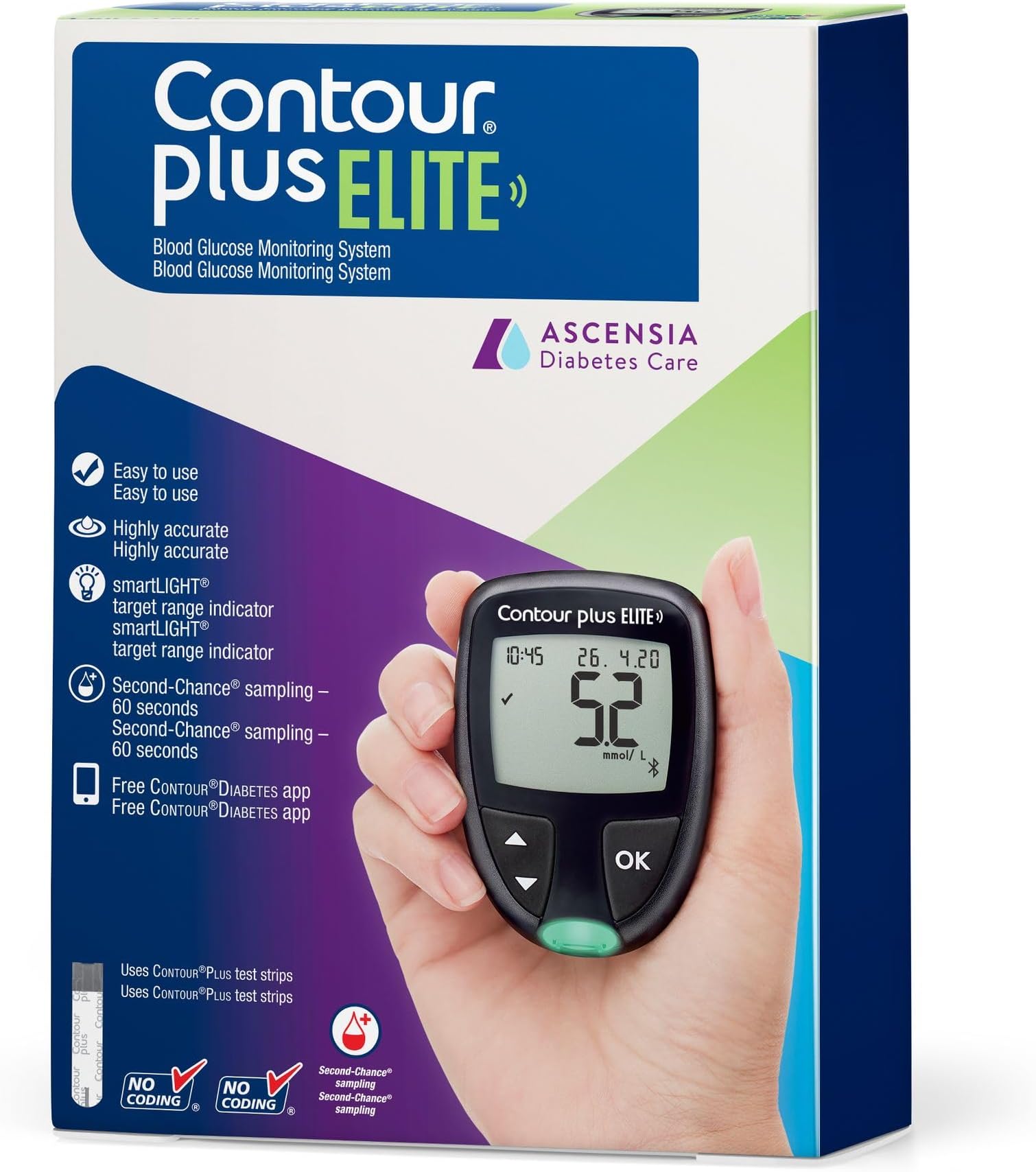 Contour Plus Blood Glucose Monitoring System Glucometer with 75 Strips ...