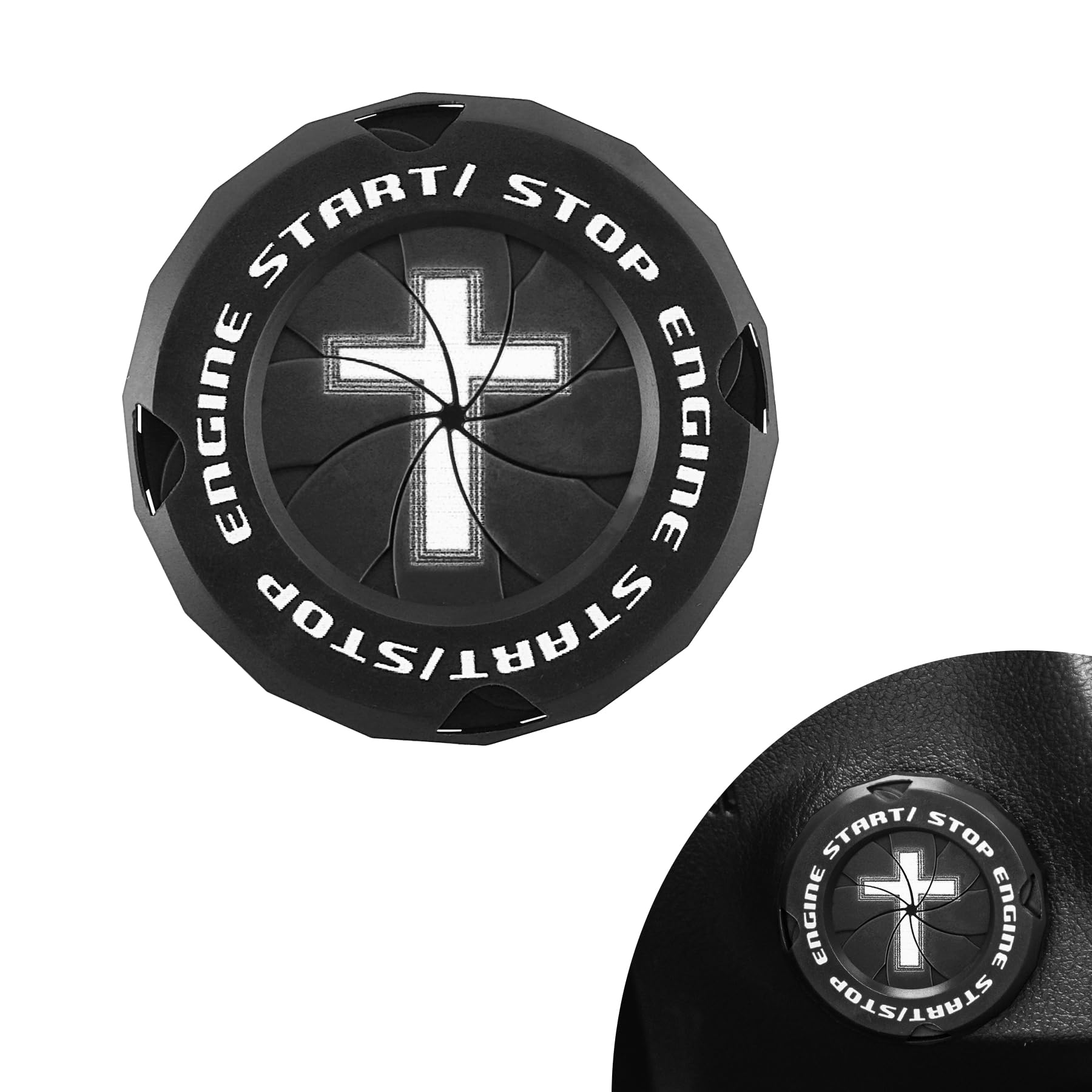 Amazon.com: JUSTTOP Rotary Push to Start Button Cover, Cross Car Engine ...