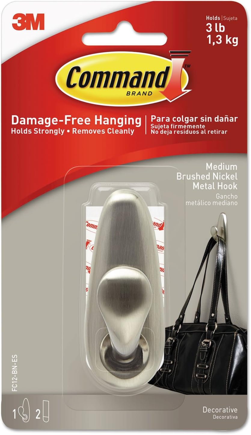 Amazon.com: Command Strips FC12-BN Medium Brushed Nickel Classic Metal ...