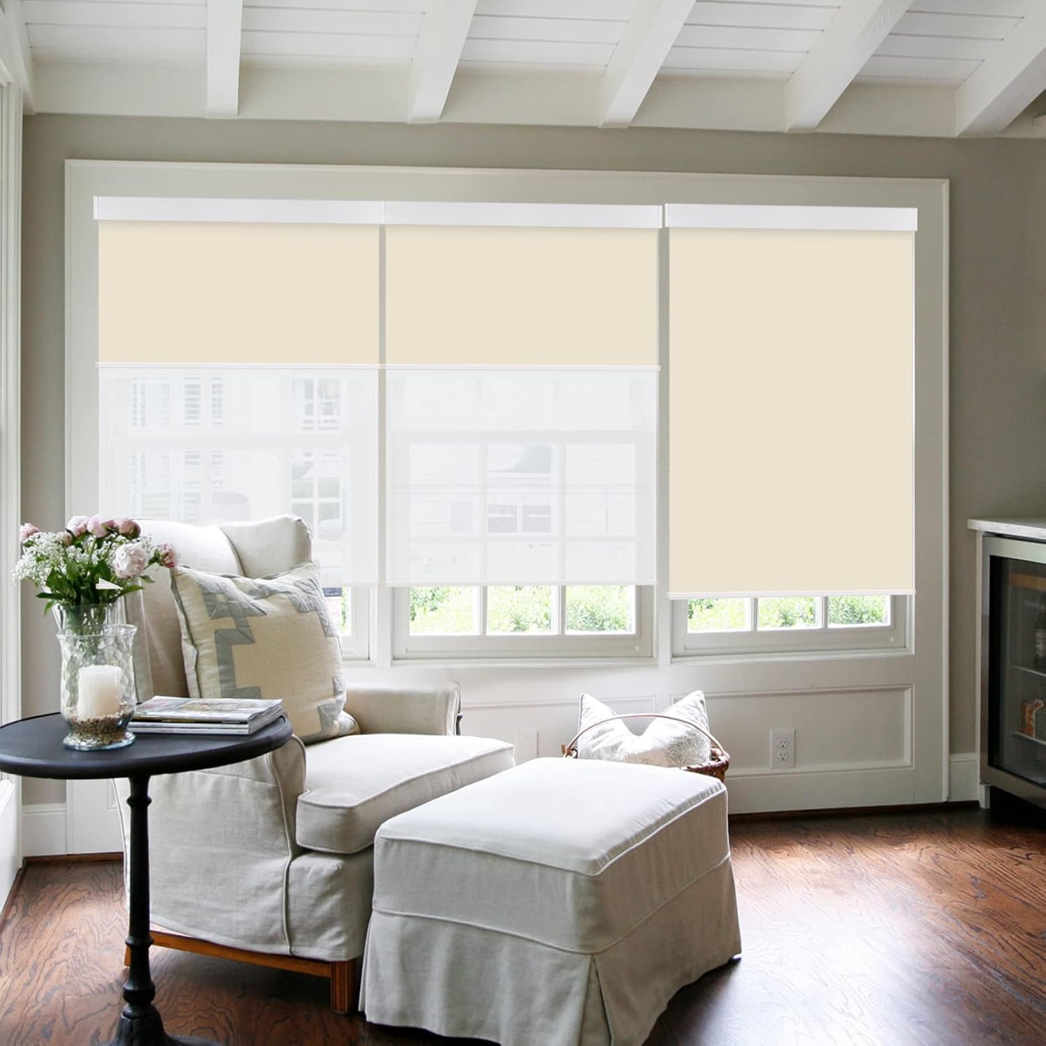 Amazon.com: FACIMI Blackout Dual Window Shades, Beige Double Roller ...