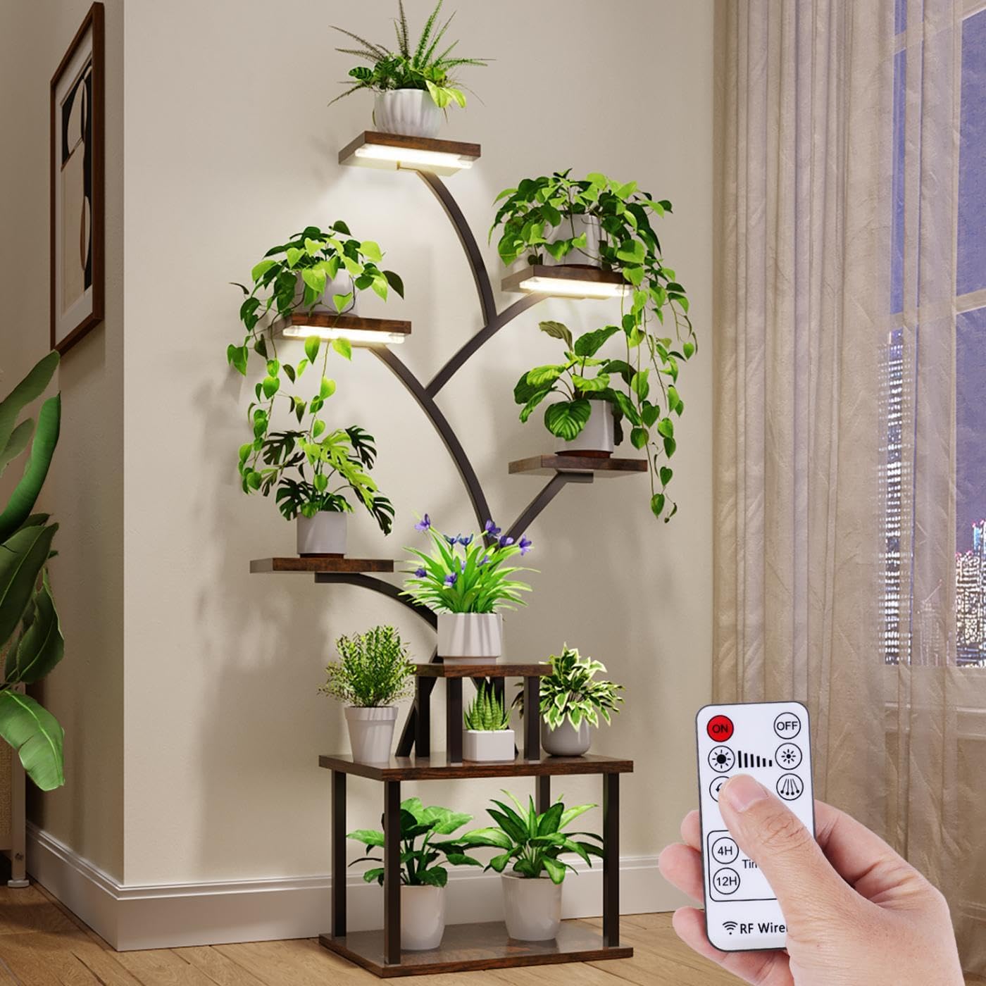 Amazon.com : lilarofu Plant Stand Indoor with Grow Lights - 8 Tiered ...