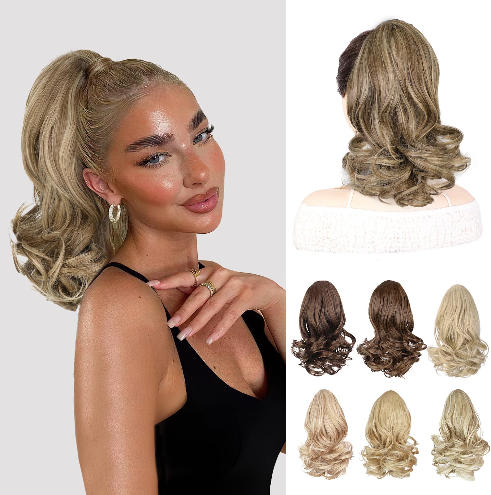 Amazon.com : AISI BEAUTY Ponytail Extension Short Curly Wavy Drawstring ...