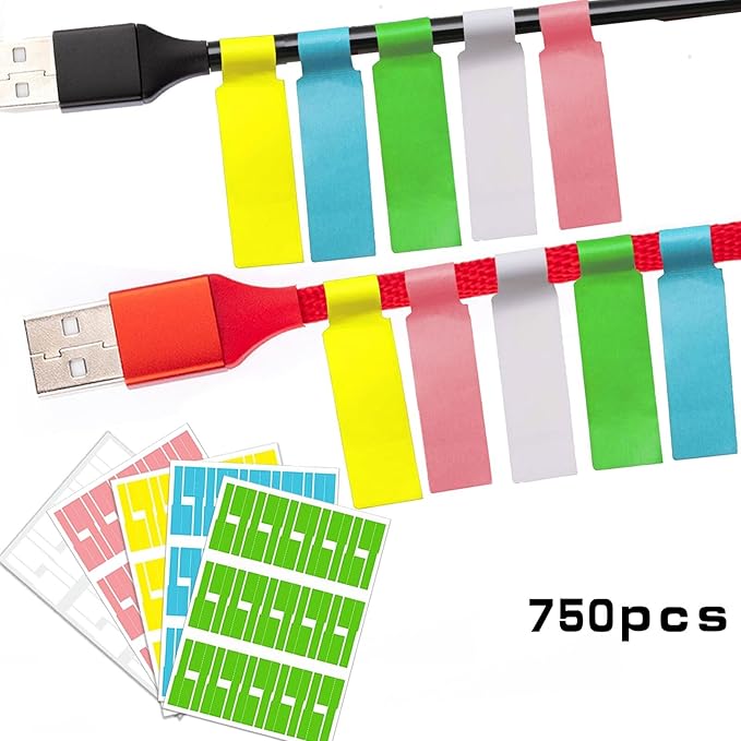 Amazon.com : 750Pcs Cable Labels 25 Sheets Waterproof Tags 5 Colors ...