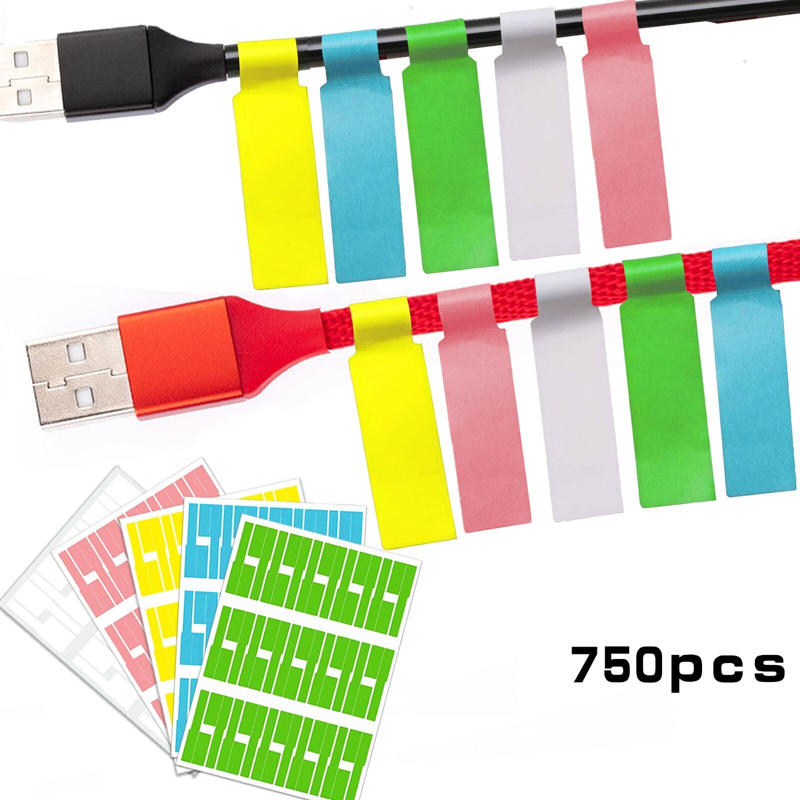 Snapklik.com : 750Pcs Cable Labels 25 Sheets Waterproof Cable Tags 5 ...
