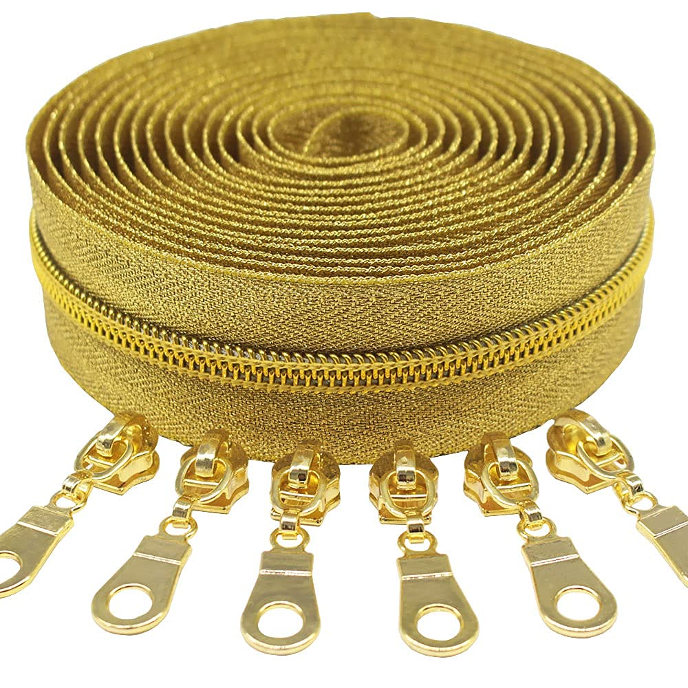 MebuZip #5 Gold Metallic Nylon Coil Zippers by The Yard Bulk Coil ...