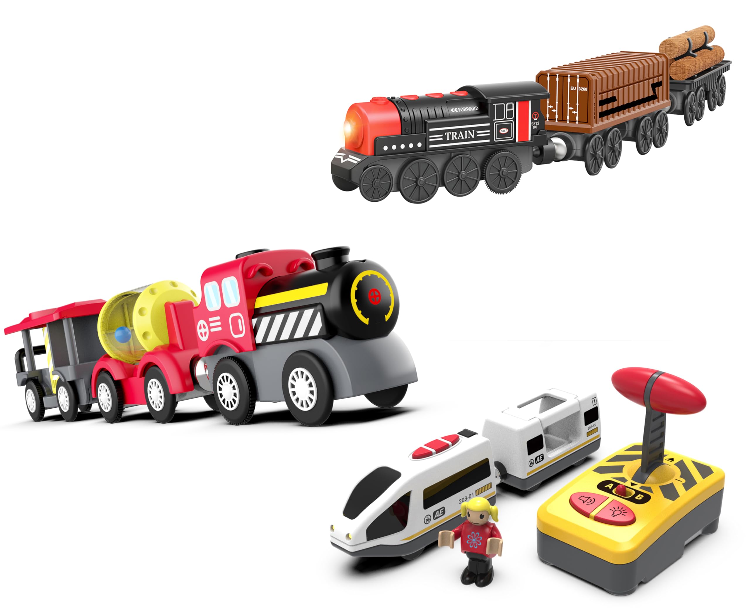 Amazon.com: Battery Powered Locomotive Train Set for Wooden Tracks ...