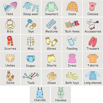 Amazon.com: Baby Clothing Label Stickers Dresser Clothes Decals for Kid ...