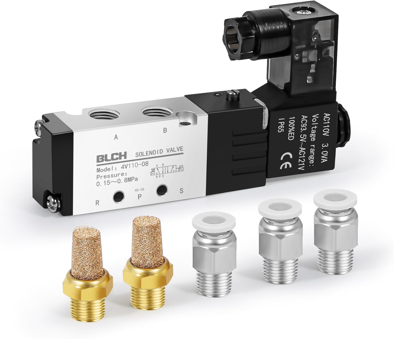 Amazon.com: BLCH PNEUMATIC Solenoid Valve 4V110-06 AC110V Single Coil ...