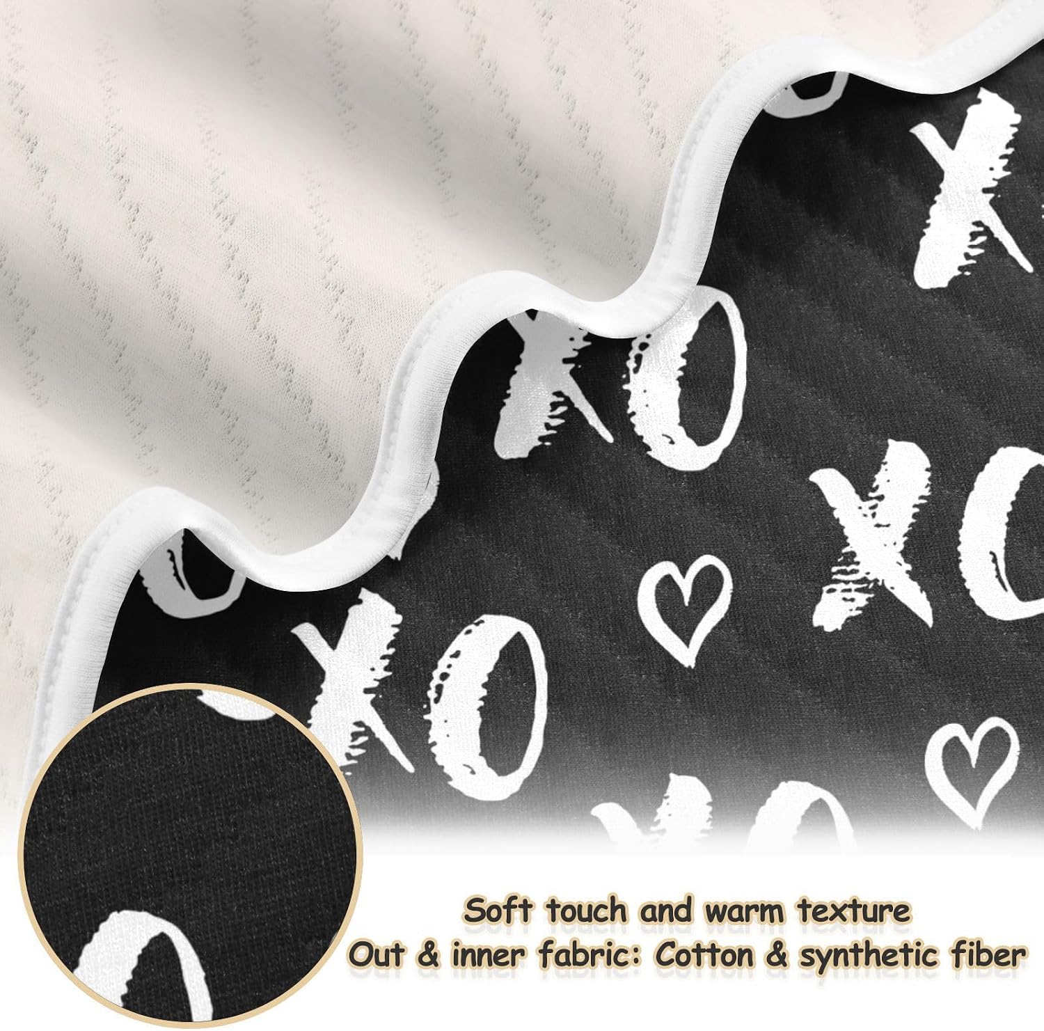 Pigsaly XOXO – Mantas de bebé con letras negras y blancas de 30 x 40 ...