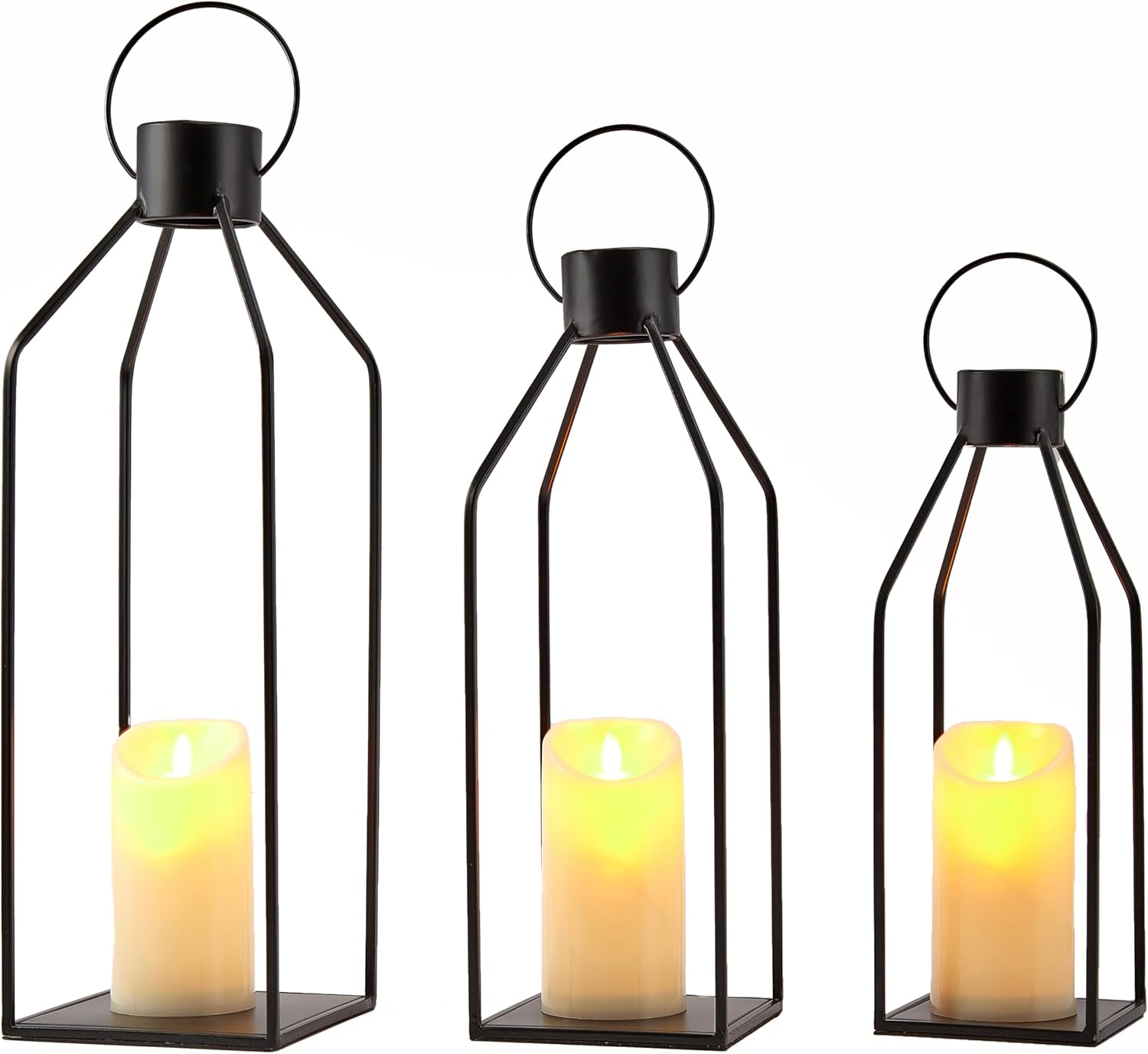 Amazon.com: Denique Modern Farmhouse Lantern Decor, Black Metal Candle ...
