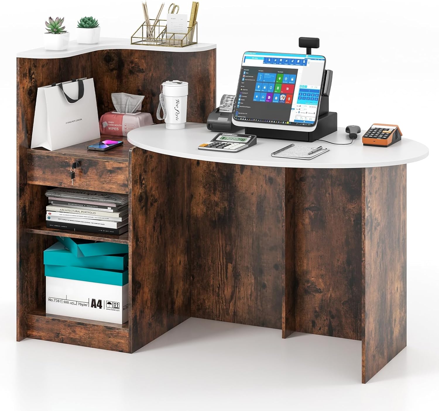 Amazon.com: Giantex Reception Desk, Front Counter Desk with Lockable ...