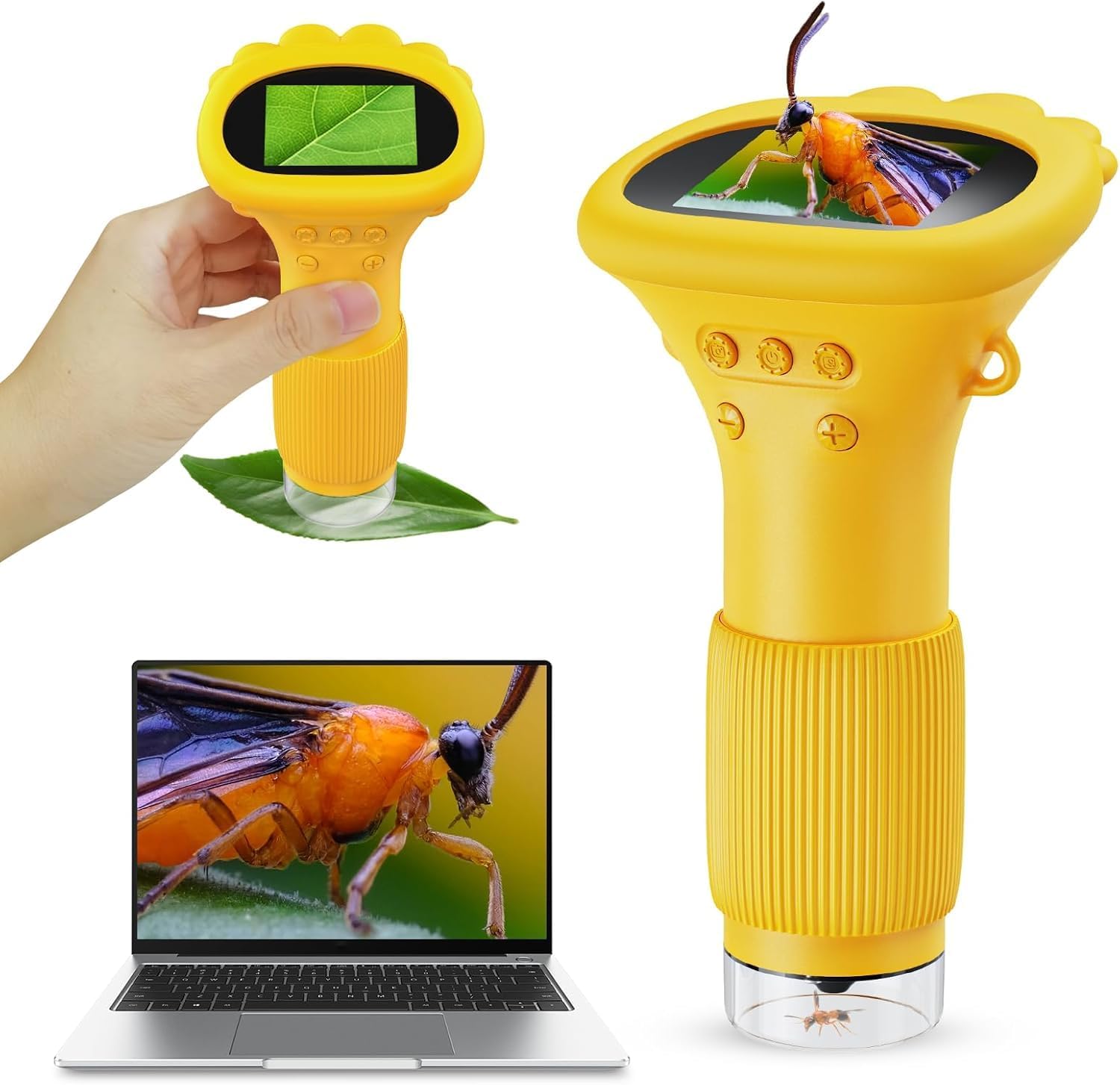 Microscope for Kids, Ashfly Portable Microscopes 2" HD Screen 1000X ...