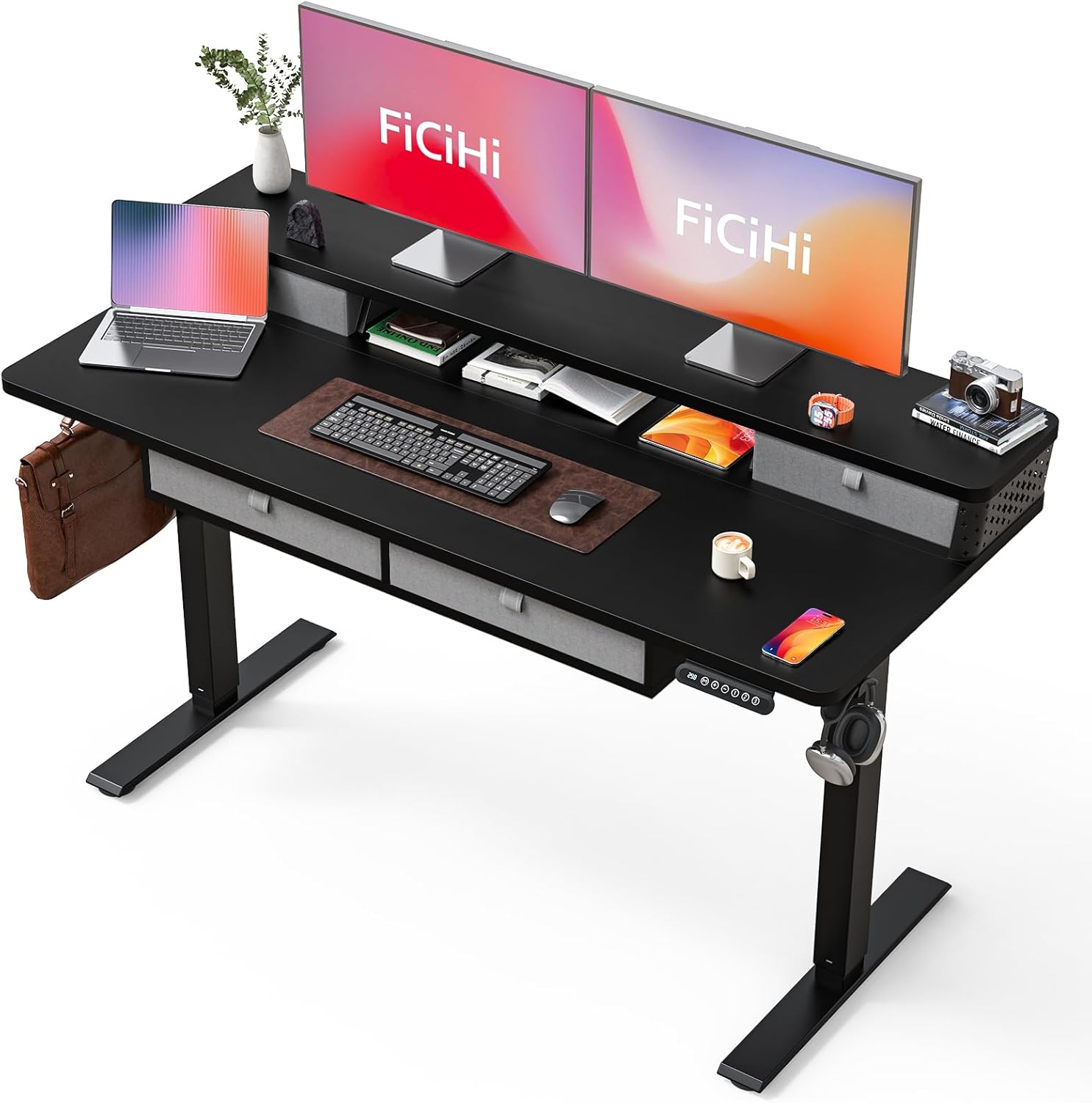 Amazon.com: FiCiHi Electric Standing Desk with Four Drawers, 55 x 24 ...